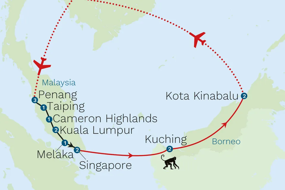 Singapore, Malaysia and Borneo's Orangutans with Manukan Island Beach ...
